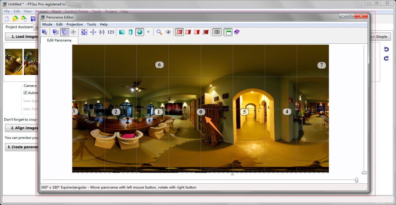 [VR全景拍摄教程]如何在PTGUI里将第一张正北方向的图片设置在全景画面0度__凤凰网