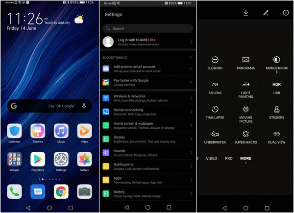 华为EMUI 10界面首次曝光 黑暗模式来袭/基于安卓Q__凤凰网