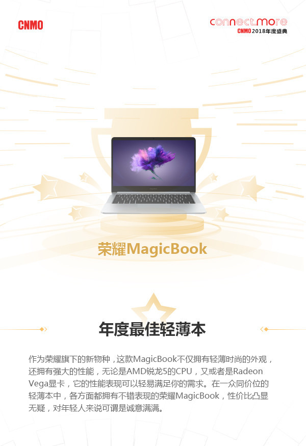 2018 CNMO年度轻薄本：荣耀MagicBook_凤凰网