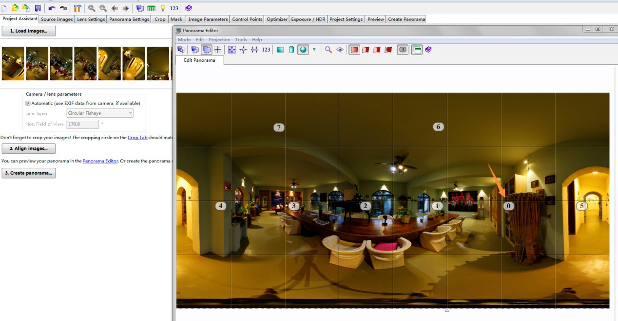 [VR全景拍摄教程]如何在PTGUI里将第一张正北方向的图片设置在全景画面0度__凤凰网